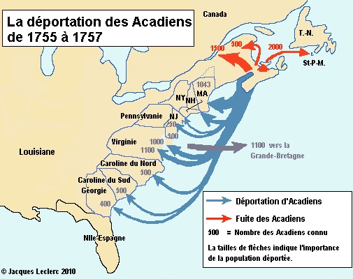 Expulsion Of The Acadians Map